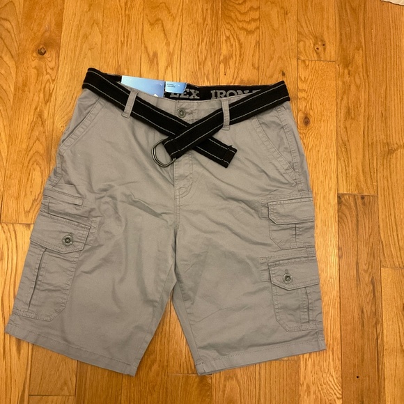 Iron Clothing | Shorts | Mens Iron Co Gray Twill Cargoshorts With Belt ...